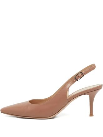 Gianvito Rossi leather pointed-toe slingback pumps - Braun