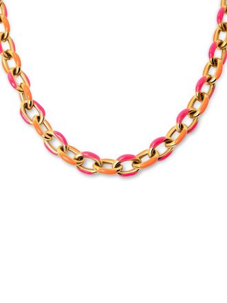 Singularu Link Tropical Halskette. Edelstahl mit 18 Kt Vergoldeter Beschichtung. Schmuck für Damen