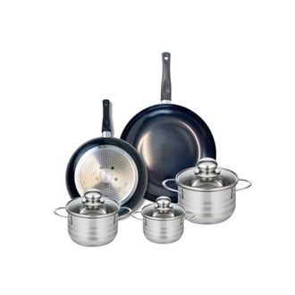 Fackelmann ELO 9732550 Batterie de cuisine 5 pi&egrave;ces, Ensemble de 2 Po&ecirc;les de cuisson 24 et 28 cm et 3 faitouts 12, 14 et 16 cm Elo Prima Brillant, inox, inductio