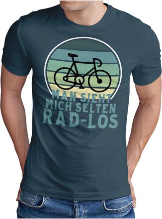 OM3 Lustiges Fahrrad T-Shirt mit Spruch - Herren - Man Sieht Mich selten Rad - los (ratlos) Biking Radfahrer - Denim neu, XL