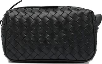 Officine Creative trousse de toilette en cuir &agrave; design tress&eacute; - Noir