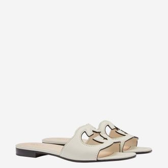 Gucci GG Logo Leather Sandals - White