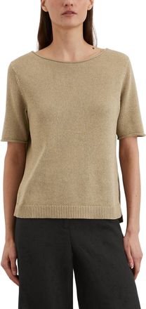 Marc O'Polo Damen Kurzarmpullover aus Strick Regular Fit, Beige (Summer Sand), XXS