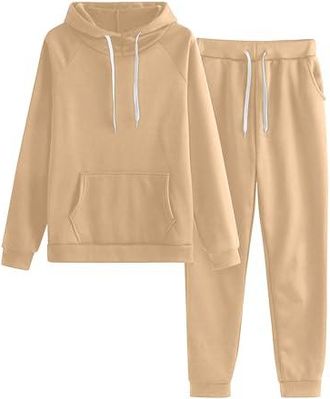 Generic Survêtement de jogging surdimensionné à manches longues pour femme avec cordon de serrage et pantalon de jogging pour la détente, la gym, lentraînemen