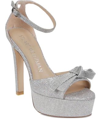 Stuart Weitzman sandales plateforme &agrave; d&eacute;tail de noeud 145 mm - Argent