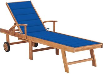 vidaXL Vidaxl - Sonnenliege mit Auflage K&ouml;nigsblau Massivholz Teak