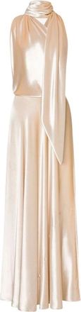 Alberta Ferretti Femme, Robes, Beige, Taille: 36 FR Robe Midi en Velours Une &Eacute;paule
