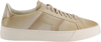 Santoni Homme, Chaussures, Beige, Taille: 42 1/2 EU Baskets &agrave; empi&egrave;cements en cuir