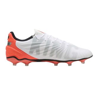 Puma King Match Fu&szlig;ballschuhe mit festem Boden f&uuml;r Herren (Wei&szlig;/Rot)
