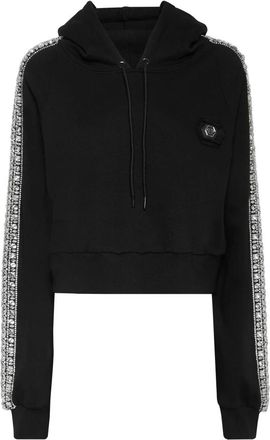 Philipp Plein Femme, Sweatshirts et sweats &agrave; capuche, Noir, Taille: 38 FR Sweat &agrave; capuche Sweatjacket Crystal