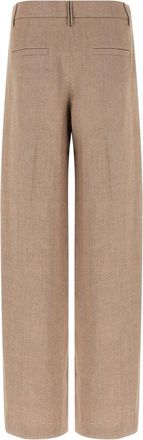 Brunello Cucinelli Loose Pleated Linen Trousers - Beige