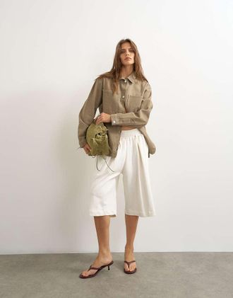 Topshop surchemise en jean beige-Neutre