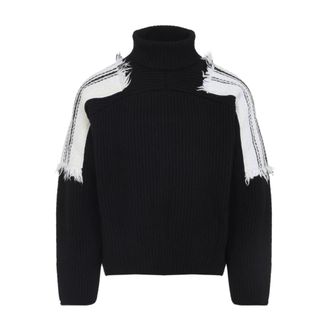 Mordecai Jacquard Stripe Turtle Neck - - Knitwear - Herren - Schwarzk - S