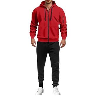 Generic Surv&ecirc;tement Pour Homme, Sweat Hoodies Zipp&eacute; &Agrave; Manches Longues Et Pantalon De Jogging 2 Pi&egrave;ces, Ample Et Surdimensionn&eacute;, V&ecirc;tements Chaud Travail &Eacute;l&eacute;gan