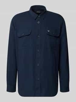 Fynch-Hatton Regular Fit Hemdjacke aus Leinen-Baumwoll-Mix mit Kentkragen