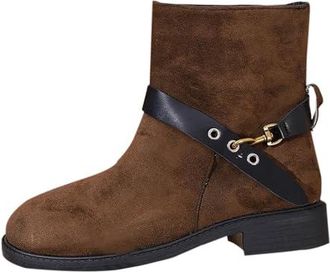 Generic Bottines larges et d&eacute;contract&eacute;es pour femme - Bout rond - Talon bas - Boucle - Confortable - Pour lautomne et lhiver, marron, 36.5 EU