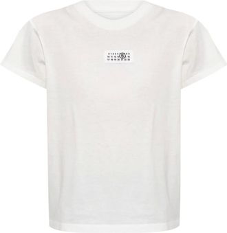 Maison Margiela Femme, Tops, Blanc, Taille: 42 FR T-shirt Blanc en Coton &agrave; Col Rond