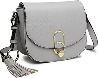 Miss Lulu Sac Bandoulière Femme Élégant Petit en Simili Cuir avec Rabat et Boucle Métallique, Sac à Main avec Poches Multiples et Fermeture Éclair, Idéal Travai