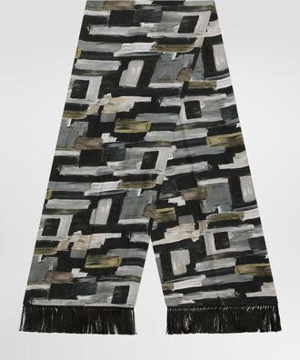 Dolce & Gabbana Schal Aus Seide Mit Abstraktem Print - Mann Schals Und T&uuml;cher Mehrfarbig Pz