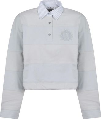 Acne Studios Femme, Sweatshirts et sweats &agrave; capuche, Gris, Taille: 36 FR SweaT-shirt polo &agrave; rayures