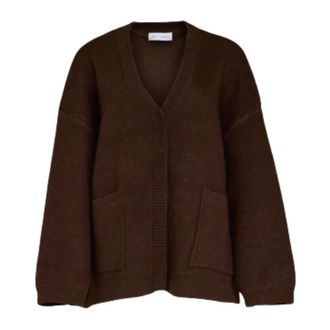 Weili Zheng Femme, Pulls, Brun, Taille: 40 FR Cardigan &eacute;pais &agrave; simple boutonnage avec poches lat&eacute;rales