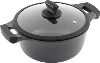 Metaltex XPERT - Kochtopf aus Aluminiumguss, 24 cm, antihaftbeschichtet, ILAG, 3 Schichten, Induktion, geeignet für alle Herdarten, schwarz