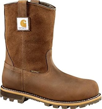 Carhartt Work in Progress Mens 10in Pull On WP Nano Toe Boot Industrial, Bison Brown Oil Tan, 10 Wide