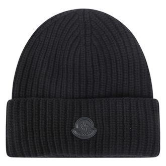 Moncler Logo Patch Beanie - - Accessories - Damen - Schwarzk - ONE SIZE