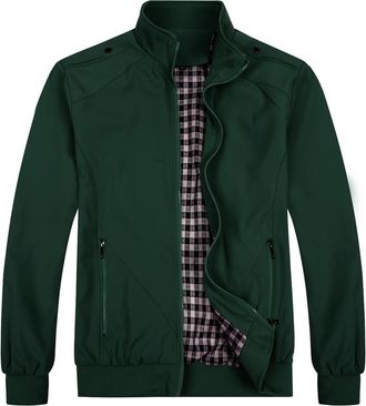 AlltheMen Herren Bomberjacke mit Stehkragen, &uml;&sup1;bergangsjacke f&uml;&sup1;r den Herbst, l?ssige Sportjacke Gr&uml;&sup1;n