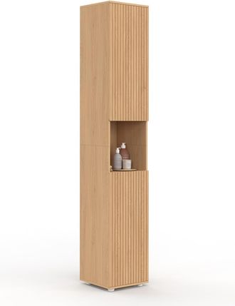 IDMarket Badezimmerschrank Victor 2 T&uuml;ren 1 Nische Latteneffekt