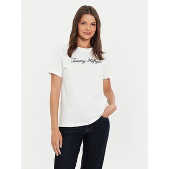 Tommy Hilfiger T-Shirt Script WW0WW43459 &Eacute;cru Regular Fit