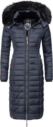 Navahoo Damen Wintermantel Warmer Steppmantel lang mit Kapuze Umay Blau Gr. XXL