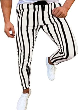 Generic Pantalon ray&eacute; noir et blanc pour homme, pantalon de costume, pantalon de jogging, coupe ajust&eacute;e, confortable, streetwear, randonn&eacute;e, affaires et loisi