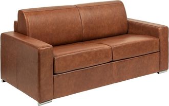 Vente-Unique Schlafsofa mit Matratze 3-Sitzer - Liegefl&auml;che 140 cm - Matratze 14 cm - B&uuml;ffelleder - Vintage Caramel - CALITO
