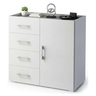 Dmora Kommode Violetta, Buffetschrank mit 1 T&uuml;r und 4 Schubladen, Wohnzimmer-Sideboard, Mehrzweckschrank mit Regalen, 100 % Made in Italy, 90 x 41 x 87 cm, 