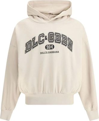 Dolce & Gabbana Homme, Sweatshirts et sweats &agrave; capuche, Beige, Taille: M Sweat &agrave; capuche en jersey avec imprim&eacute;
