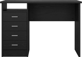 ebuy24 FunctionPlus Schreibtisch 4 Schubladen, 1 Ablage schwarze Asche-Dekor