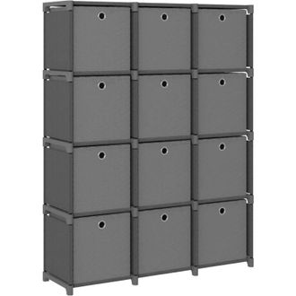 vidaXL Vidaxl - W&uuml;rfel-Regal mit Boxen 12 F&auml;cher Grau 103x30x141 cm Stoff