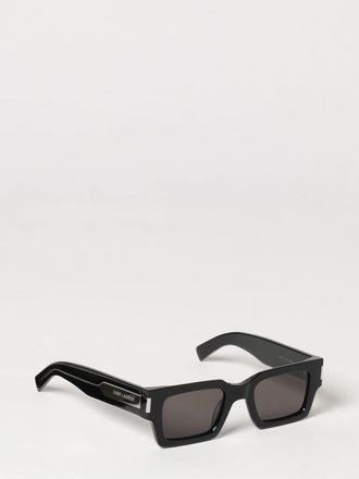 Saint Laurent Lunettes de soleil rectangulaires en ac&eacute;tate avec logo litt&eacute;ral