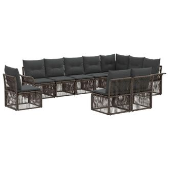 vidaXL Set Divano Da Giardino 10 Pz 10-posti Grigio Polyrattan Vidaxl