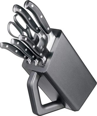 Victorinox by Swiss Army Grand Maître Messerblock, gefüllt 6-teilig mit geschmiedeten Messer, Messer-Aufbewahrung, Eleganz, Schwarz