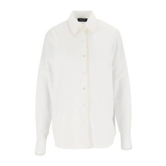 Fabiana Filippi Chemise en popeline avec tulle et garniture en strass Filo - Femme - Blouses et Chemises - Blanc - Taille: 40 FR