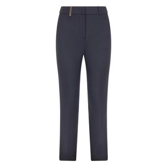 PESERICO Slim Cotton Pants - - Trousers - Damen - Blau - L