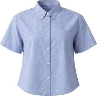 American Vintage Femme, Blouses et Chemises, Bleu, Taille: 38 FR Feoly Cropped Shirt