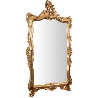 Biscottini International Biscottini - Miroir Mural à accrocher en bois finition feuille or vieilli aux dimensions L66xPR7xH118 cm Made in Italy