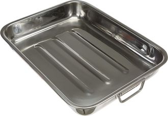 Krüger Krüger Edelstahl-Vierkantpfanne - rostfreie Edelstahl-Auflaufform für gesunde & fettarme Ernährung - spülmaschinengeeignet - ideal für Braten, Lasagne