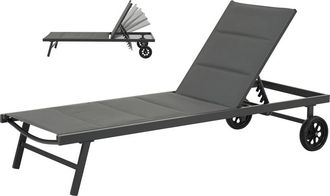 Habitat et Jardin Bain de soleil textil&egrave;ne matelass&eacute; et aluminium Bella - Phoenix - Gris fonc&eacute;