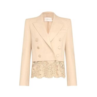 Zimmermann Cropped Spitzenbesetzter Blazer - - Jackets - Damen - Beige - XS