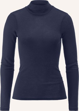 Hessnatur Hessnatur Hessnatur Rollkragen-Longsleeve Fitted Aus Schurwolle Und Seide blau