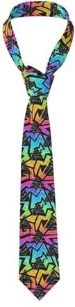 Generic Cravates Homme Gribouillage G&eacute;om&eacute;trique Avec Effet Grunge Color&eacute; R&eacute;glable Tie Formelle Cravate Pour Remise De Dipl&ocirc;me L&Eacute;cole Affaires